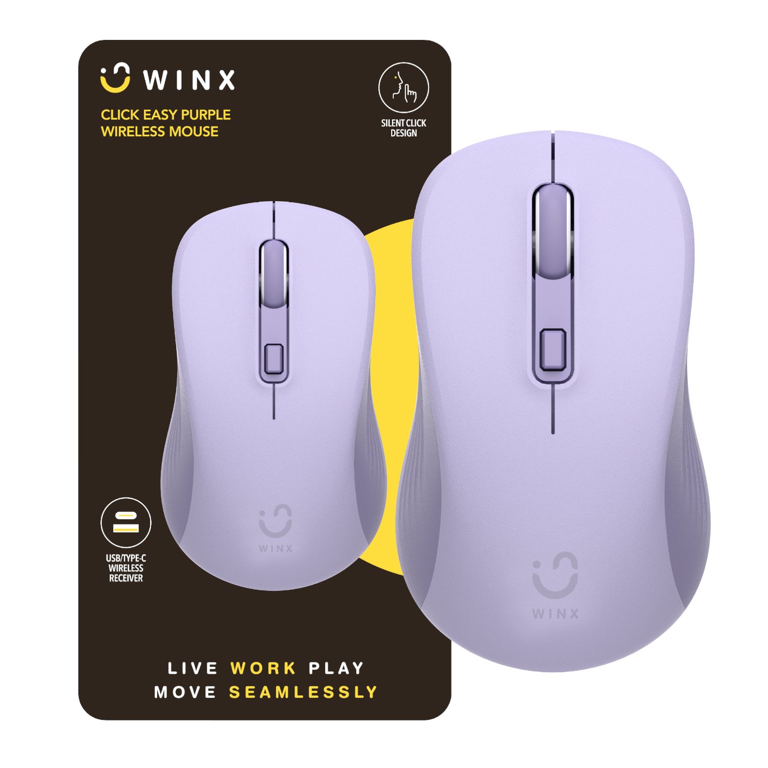 WINX CLICK Easy 1600DPI 2.4GHz Wireless Mouse – Purple – Soundtech Online